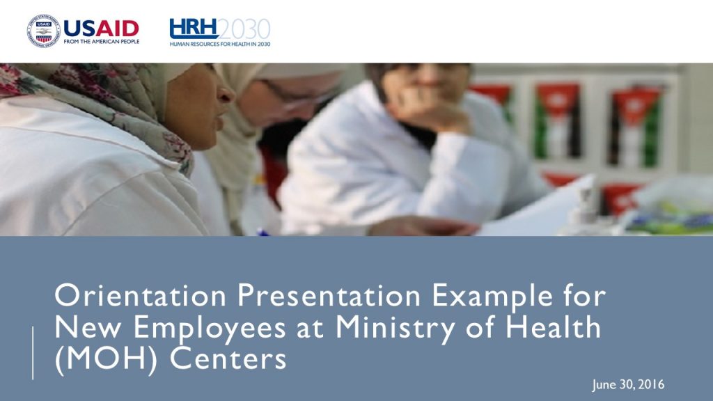 HRH2030 Program | Sample Orientation Presentation for New Employees at ...